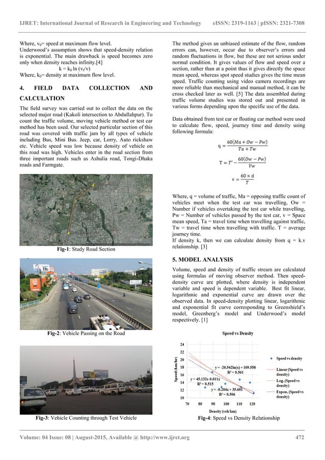 Estimation Of Traffic Density To Compare Speed Density Models With Moving Observer Data Pdf
