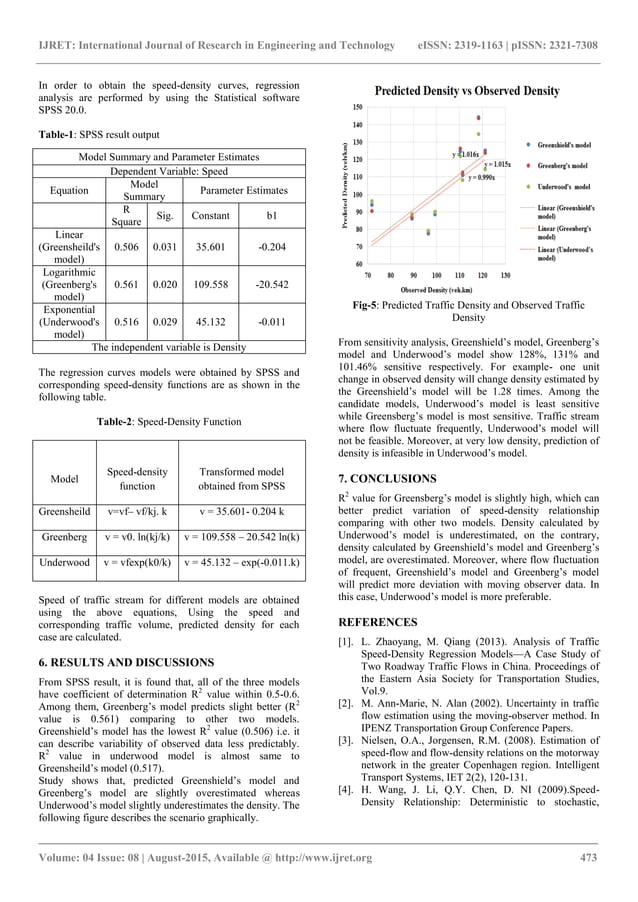 Estimation Of Traffic Density To Compare Speed Density Models With Moving Observer Data Pdf