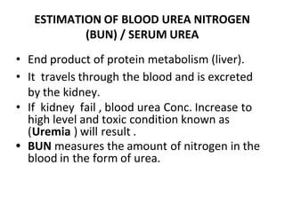 ESTIMATION OF Urea this shows how we find urea levels | PDF