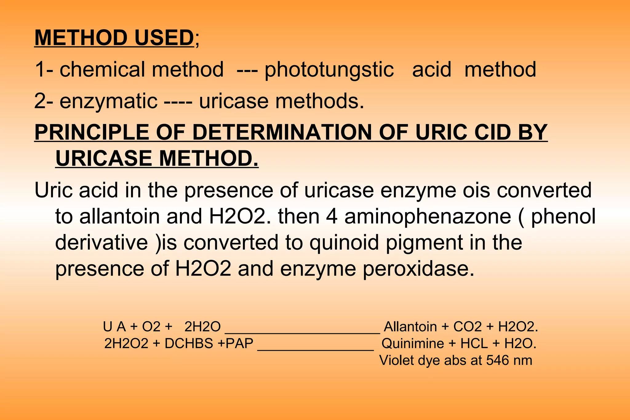 Estimation of uric acid | PPT