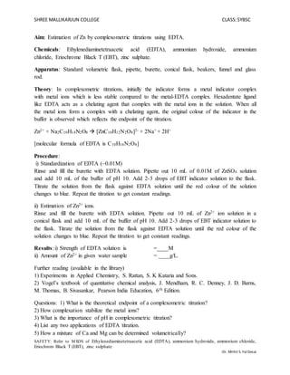 Estimation of Zinc by EDTA | DOCX