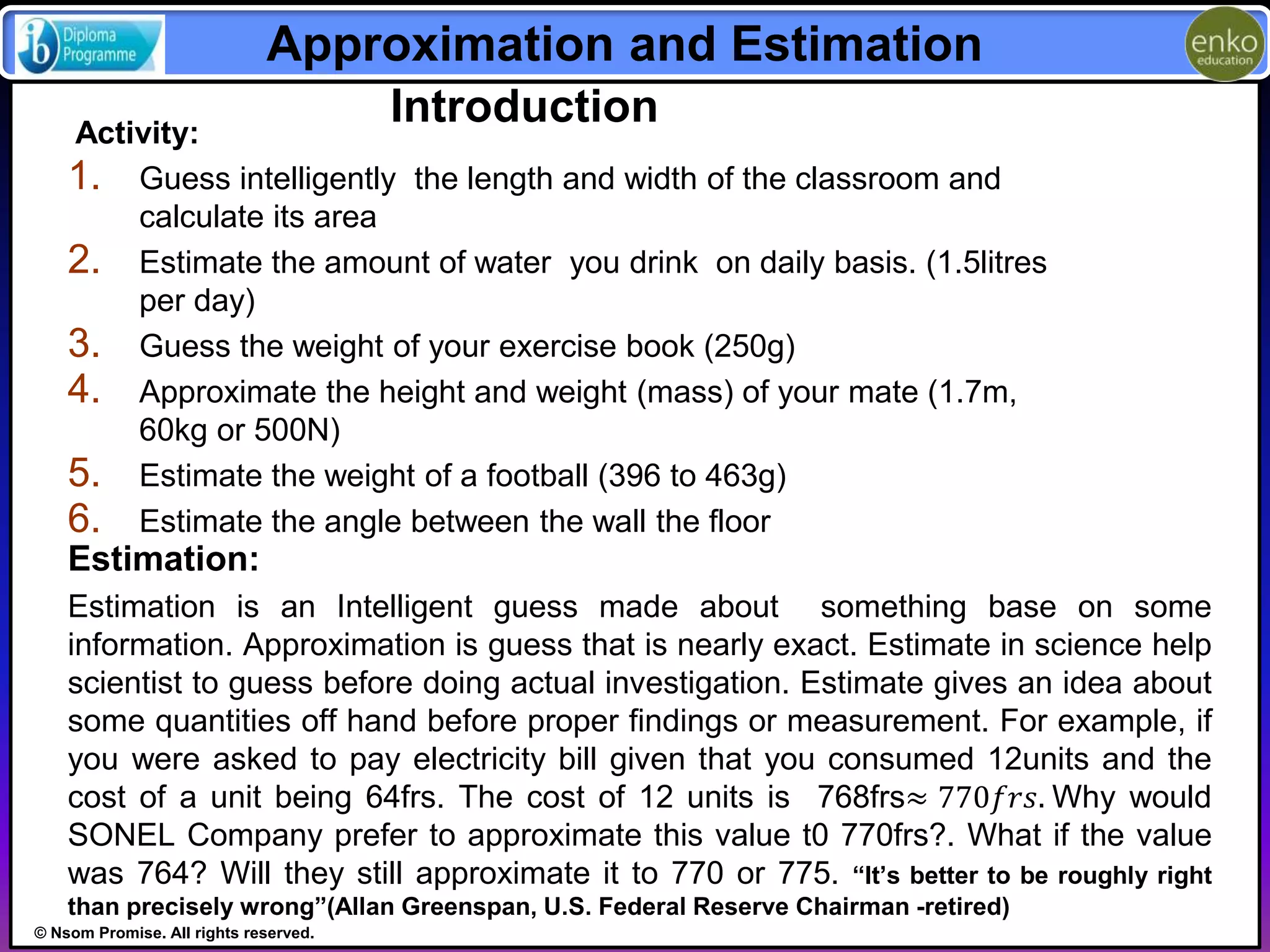 Estimation Approximation And Standard Form Ppt
