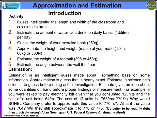 Estimation Approximation And Standard Form Ppt