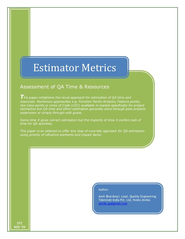 Software Qa Testing Estimator Metrics By Amit Bhardwaj 3822