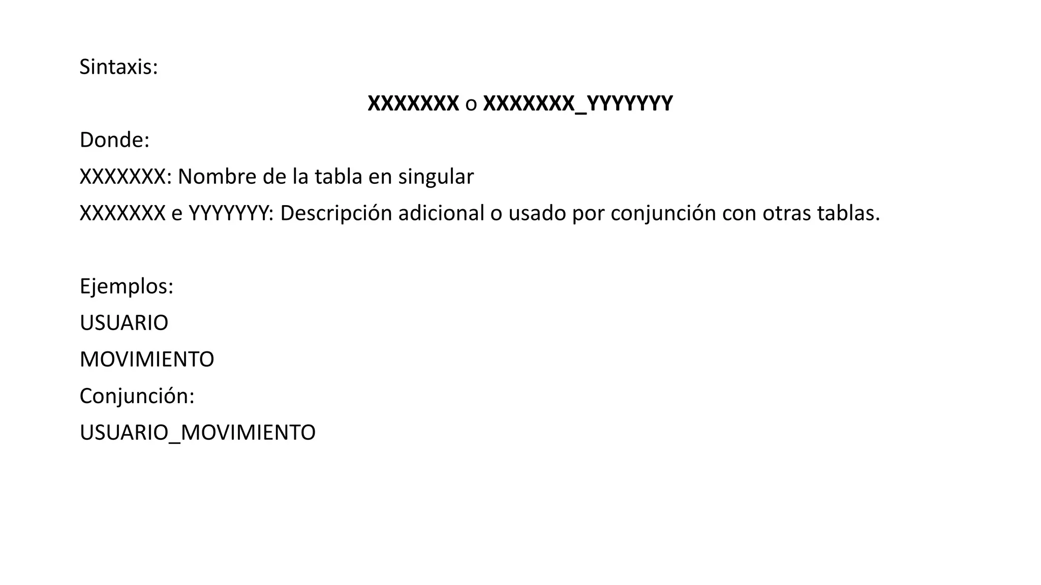 Estándares Para Creación De Base De Datospptx