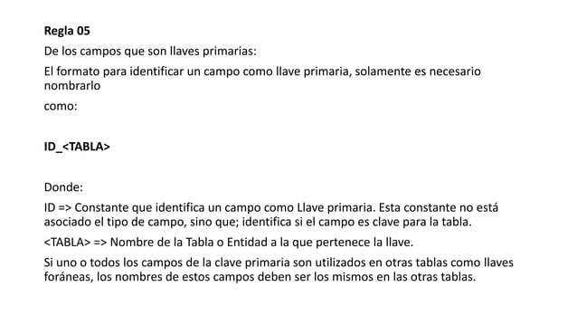 Estándares Para Creación De Base De Datospptx 