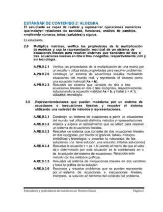 Estándares y expectativas de noveno grado | PDF