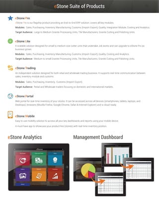 eStone Brochure - Stone ERP for Granite, Marble, Mining and Stone ...