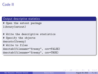 Estout demo | PDF | Technology & Computing