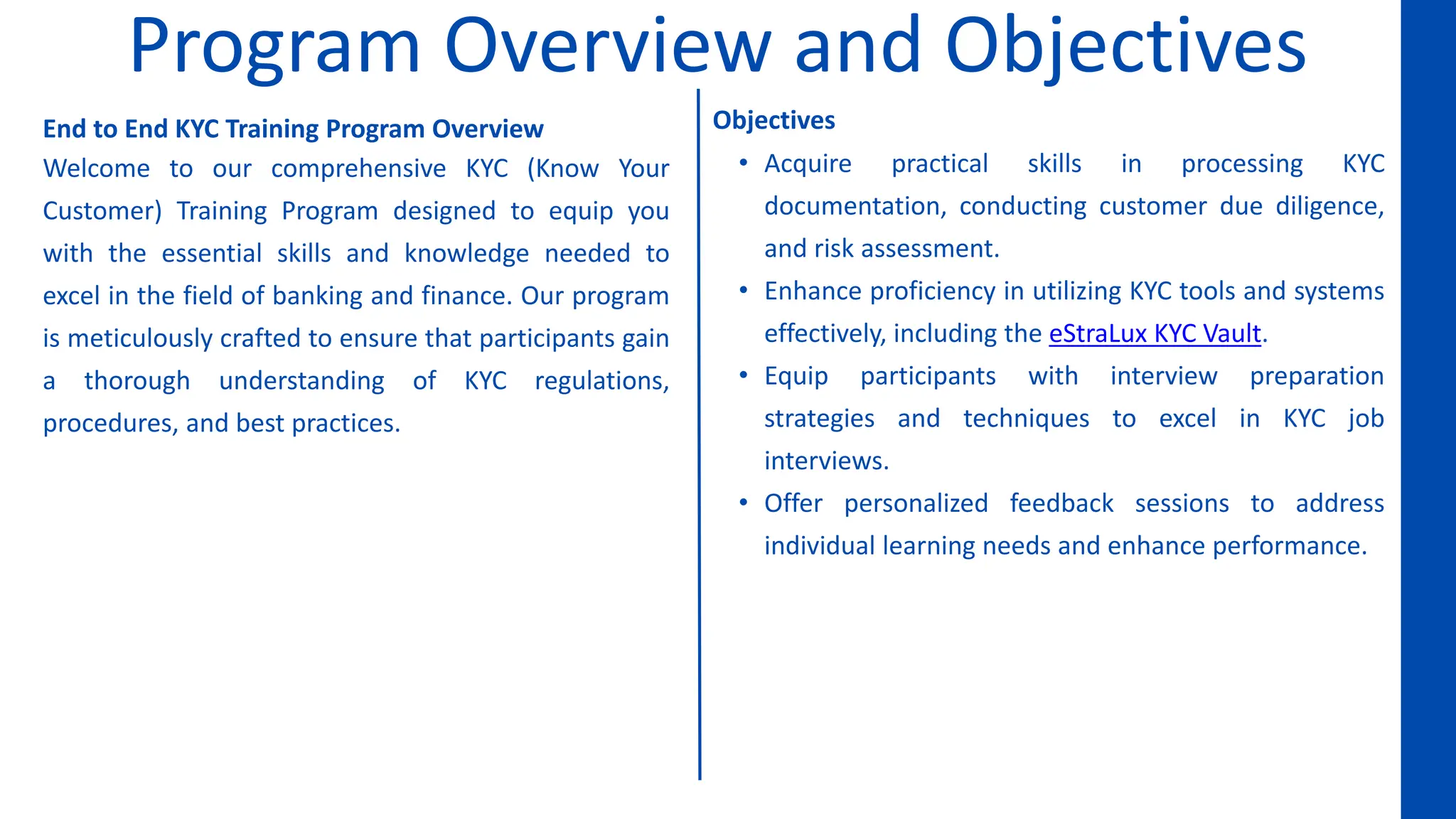 eStraLux end to end KYC Training with certification | PDF