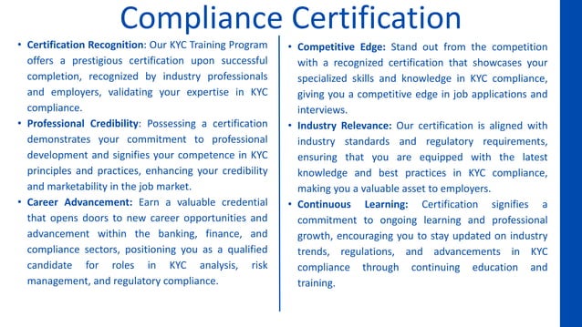 eStraLux end to end KYC Training with certification | PDF