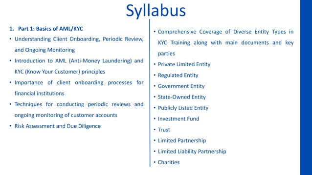 eStraLux end to end KYC Training with certification | PDF