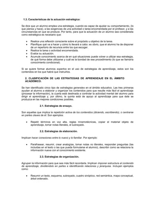 Estrategias de Aprendizaje en el ámbito escolar. | DOC