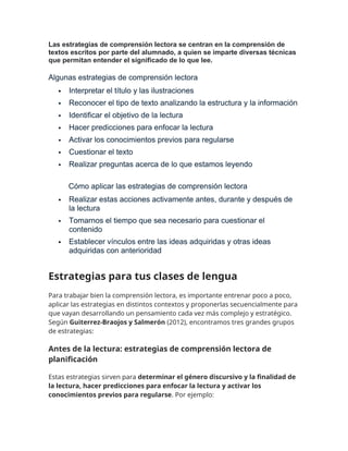 Estrategias de comprensión lectora para niños pequeños | DOCX