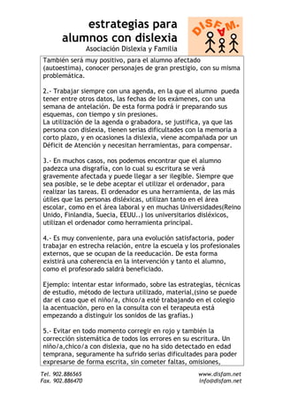 Estrategias para alumnos con dislexia - DISFAM | PDF