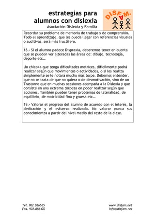 Estrategias para alumnos con dislexia - DISFAM | PDF
