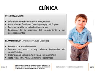 PEDIATRÍA: Estreñimiento y Dolor Abdominal Crónico | PPTX