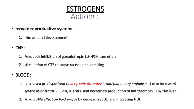 Estrogen, progesterone and contraceptives | PPTX | Menopause ...