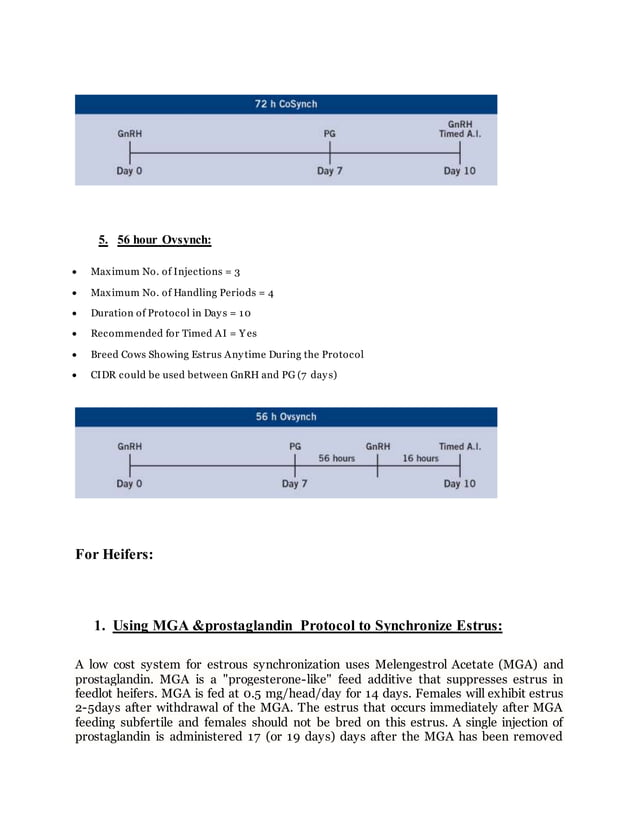 Estrous Synchronization Protocol For Non Docx Reproductive Health Diseases And Conditions