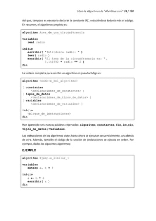 Estructura de un algoritmo en pseudocódigo | PDF