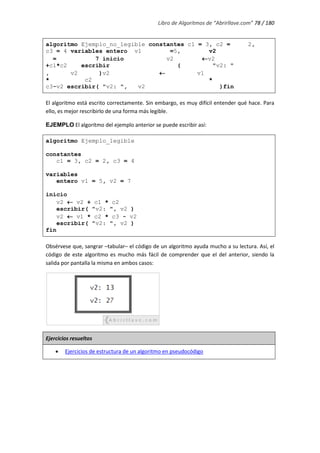 Estructura de un algoritmo en pseudocódigo | PDF