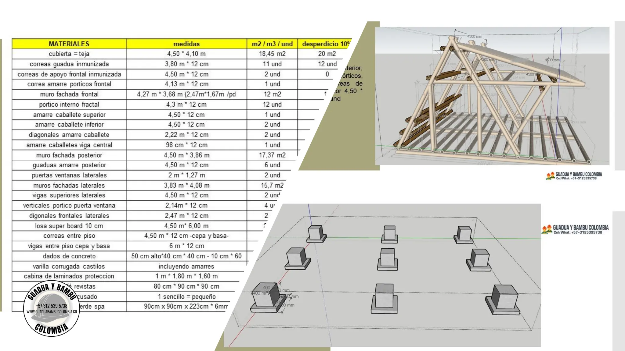 ESTRUCTURA de COLUMNAS Y VIGAS EN BAMBU GUADUA | PDF