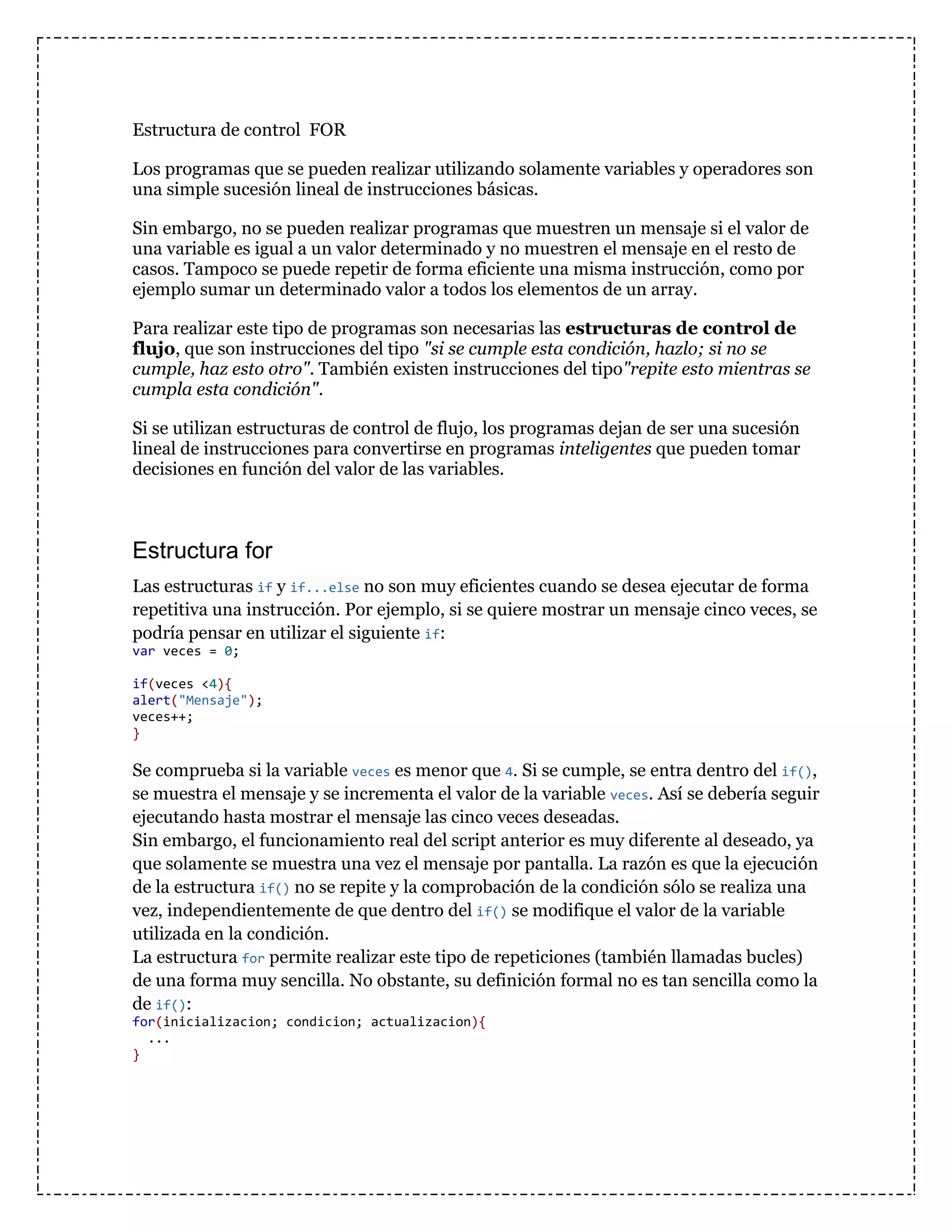 Estructura de control for | DOCX