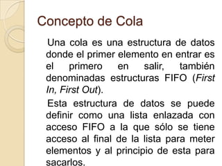 Estructura de datos: lista, pilas y colas | PPTX