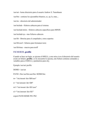 Estructura de directorios minix | PDF