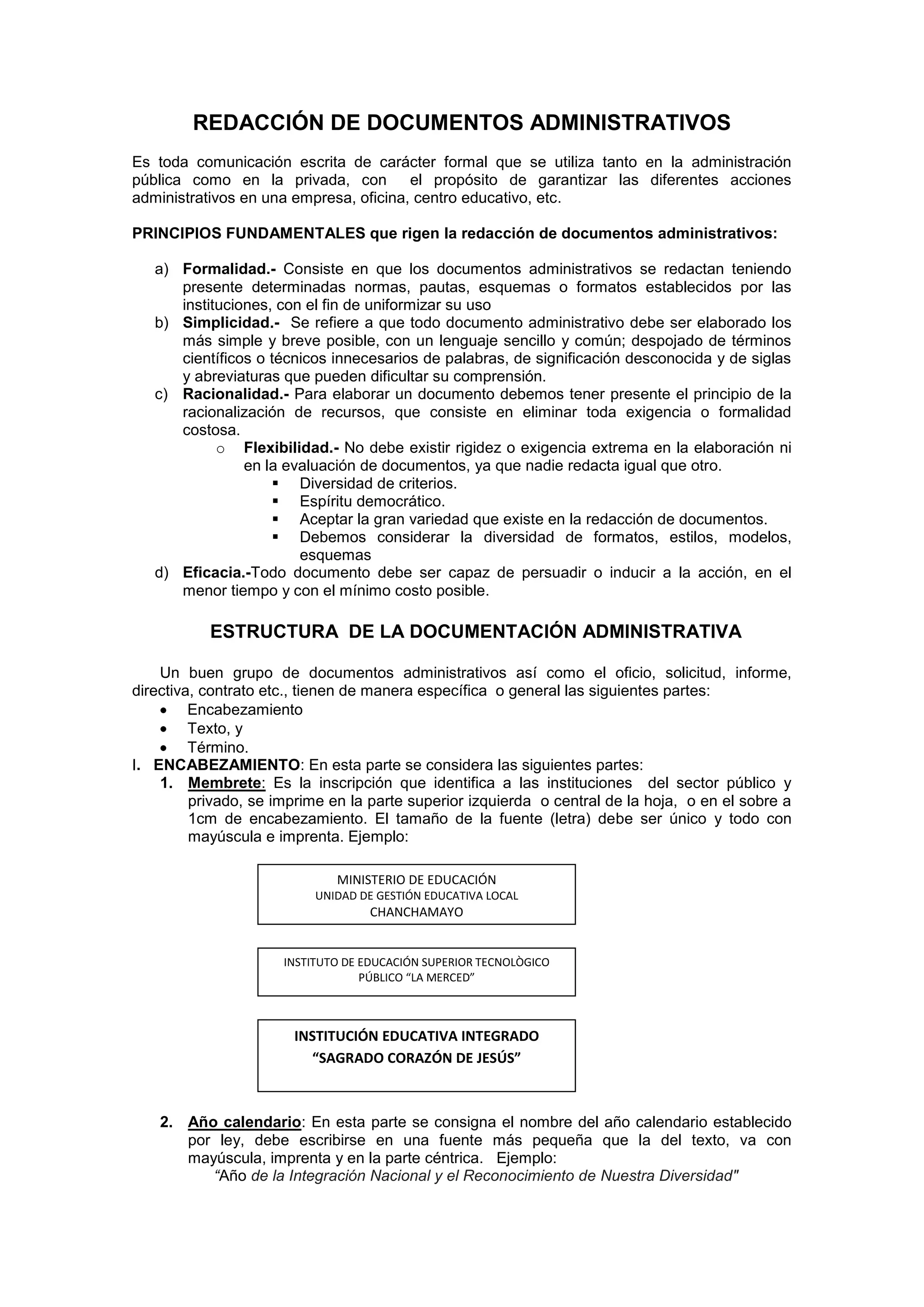 Estructura de la documentación administrativa | DOCX