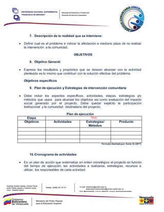 Estructura del Proyecto de Servicio Comunitario | DOC