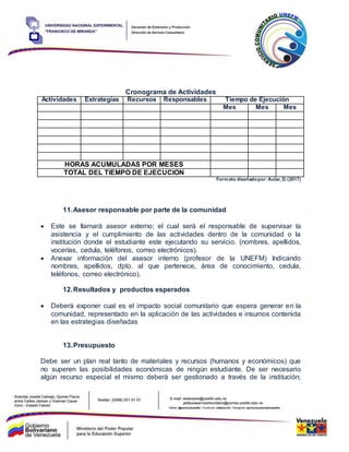 Estructura del Proyecto de Servicio Comunitario | DOC