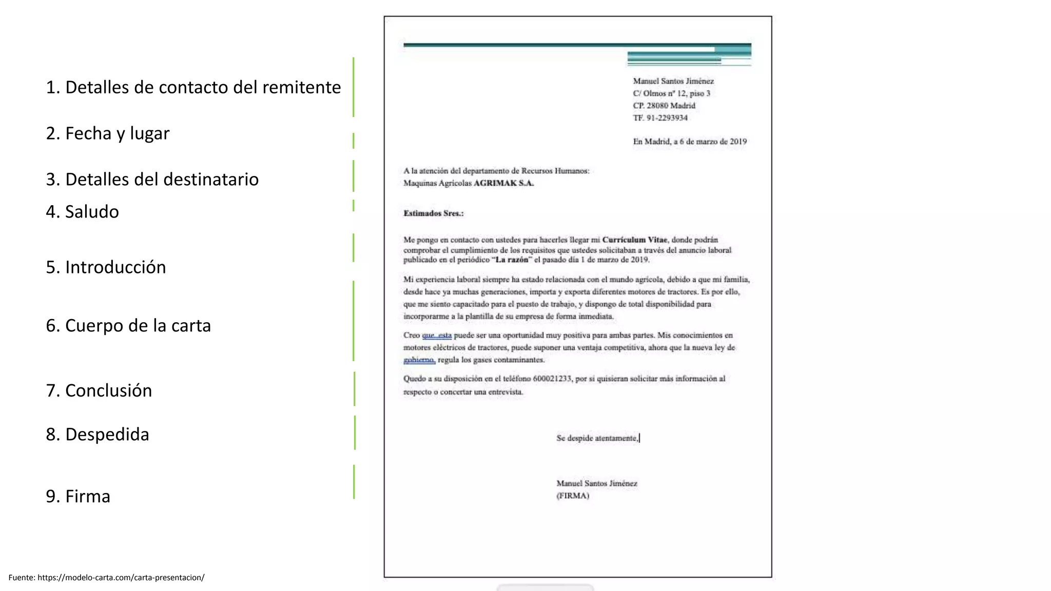 Estructura de las cartas formales e informales | PPTX