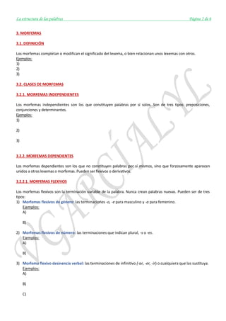 Estructura de las palabras-Bachillerato | PDF