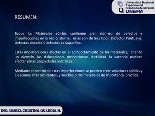 Estructura de los sólidos imperfectos | PPTX