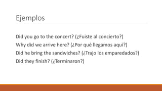 Estructura del pasado simple ingles | PPTX