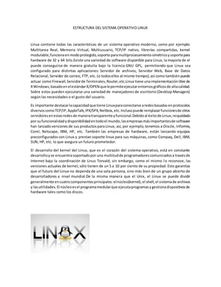 Estructura del sistema operativo linux | DOCX