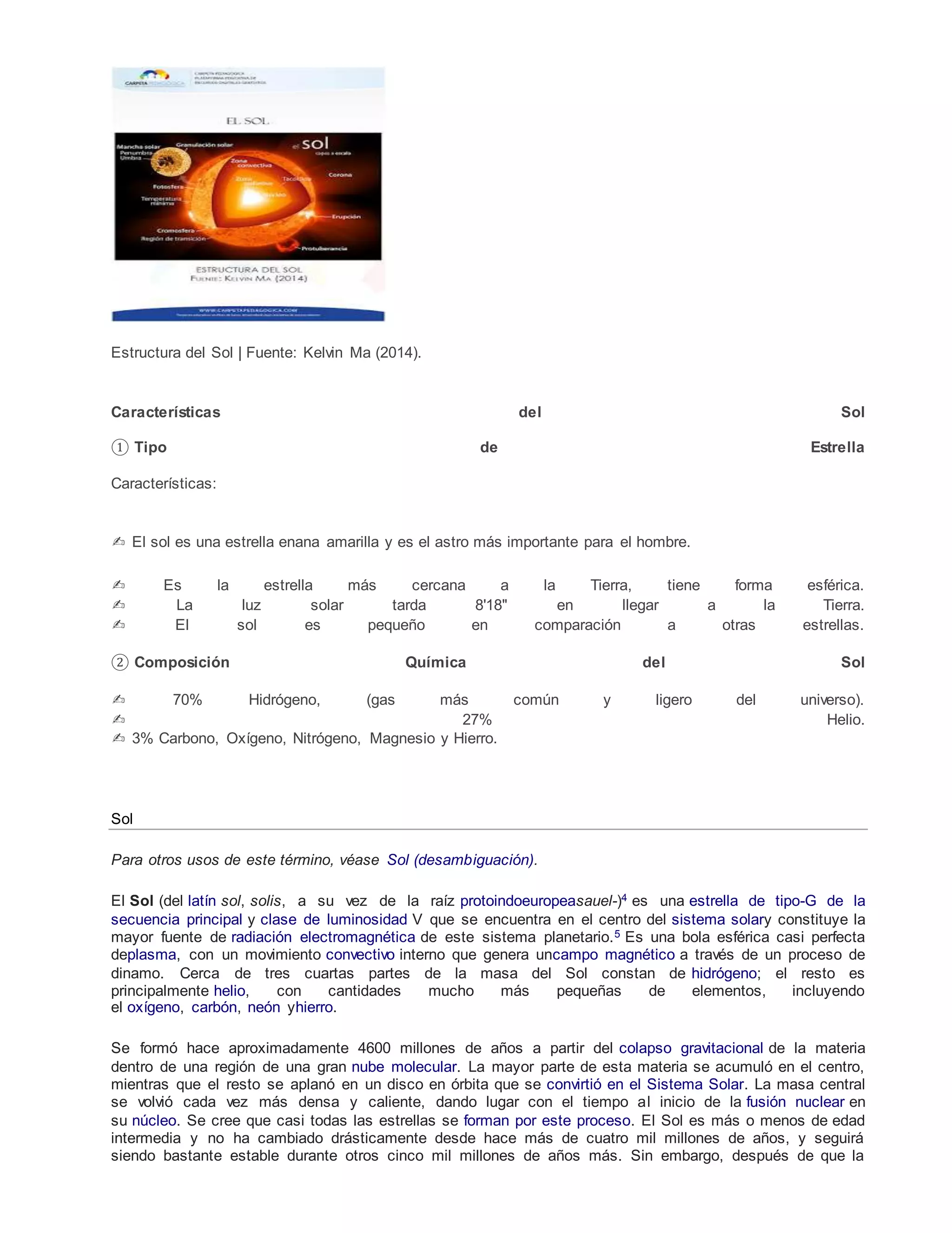 Estructura del sol | DOCX | Space and Astronomy | Science