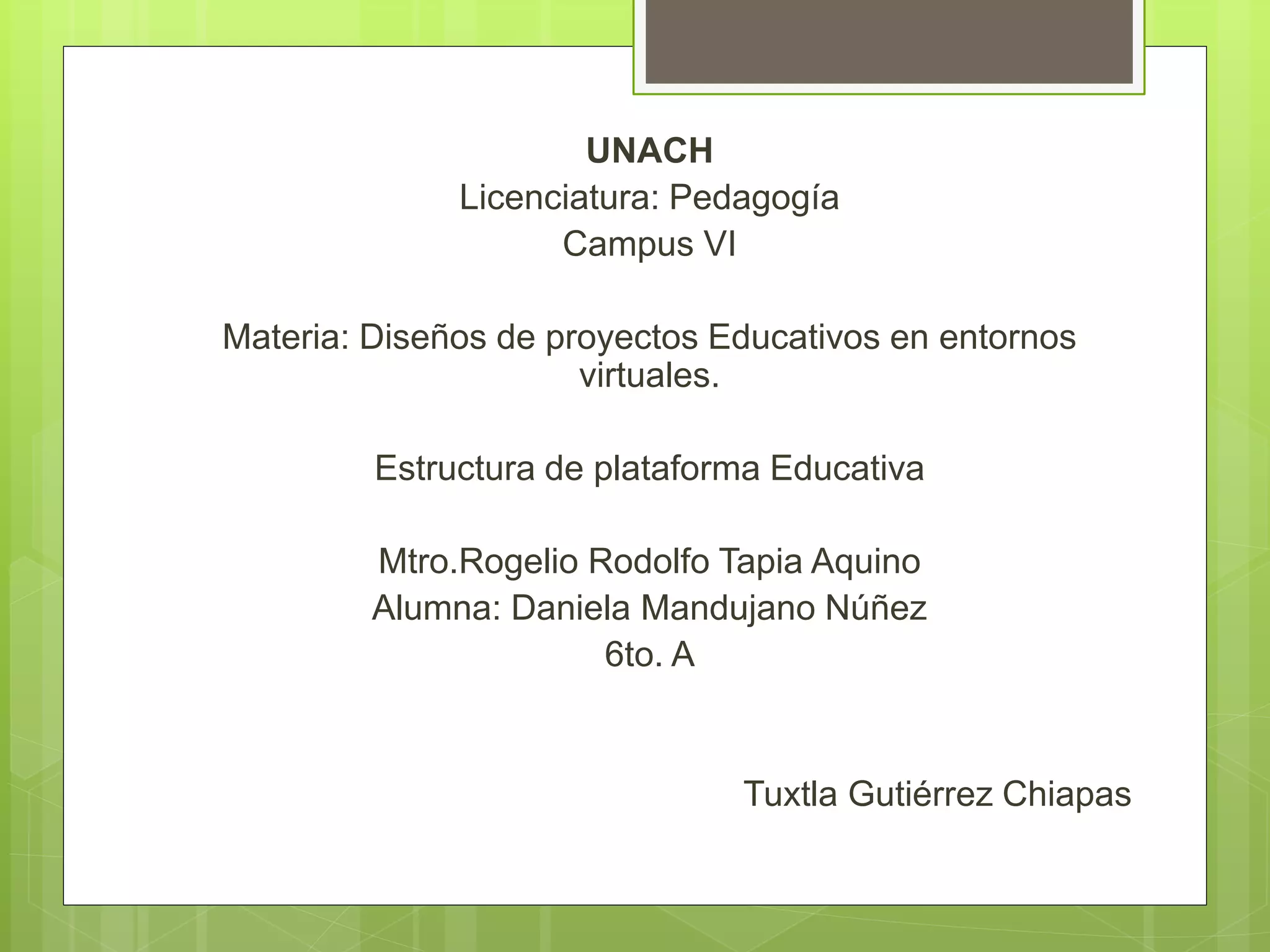 Estructura de plataforma educativa | PPTX