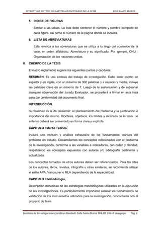 Estructura de Tesis de Maestría o Doctorado de la UCSM de Arequipa | PDF