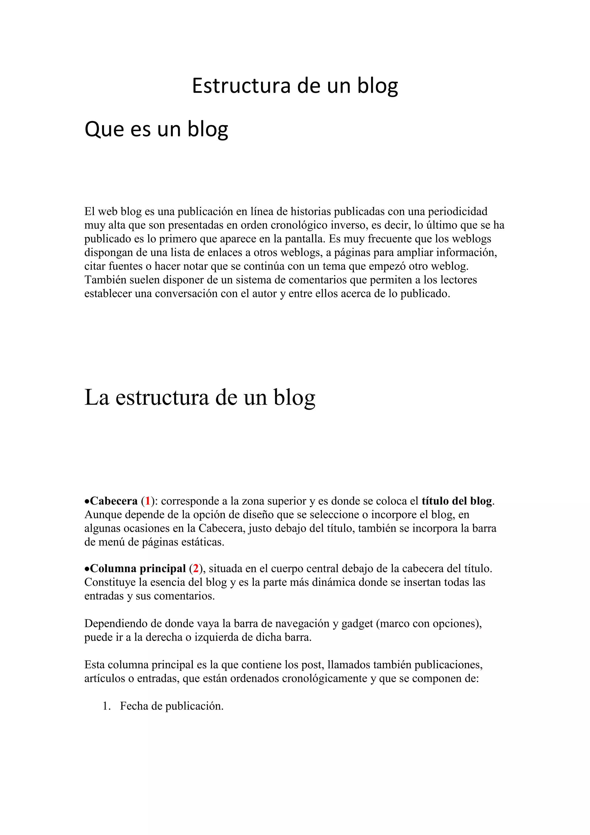 Estructura de un blog | PDF