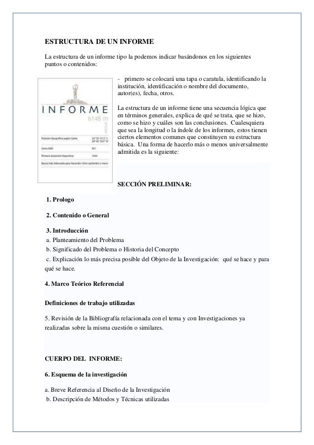 Estructura de un informe