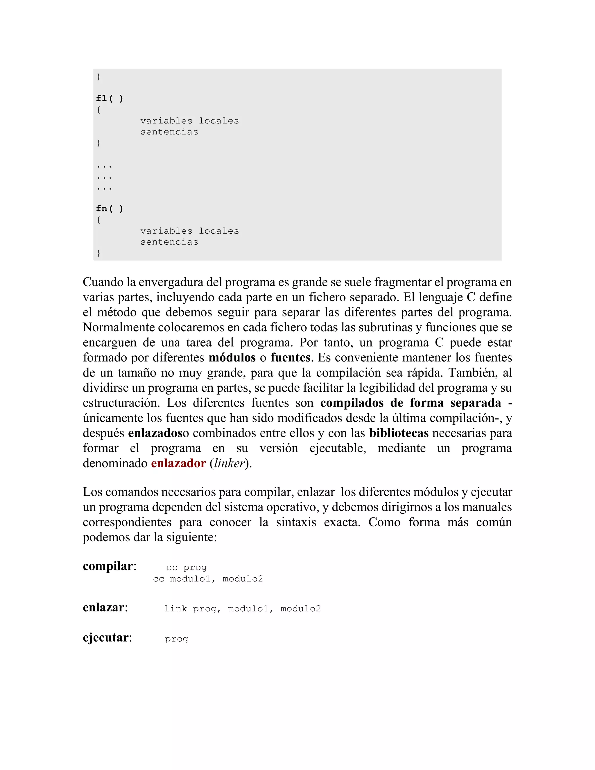 Estructura de un programa en c | PDF