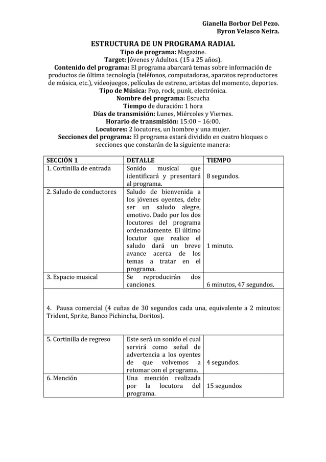 Estructura de un programa radial | PDF