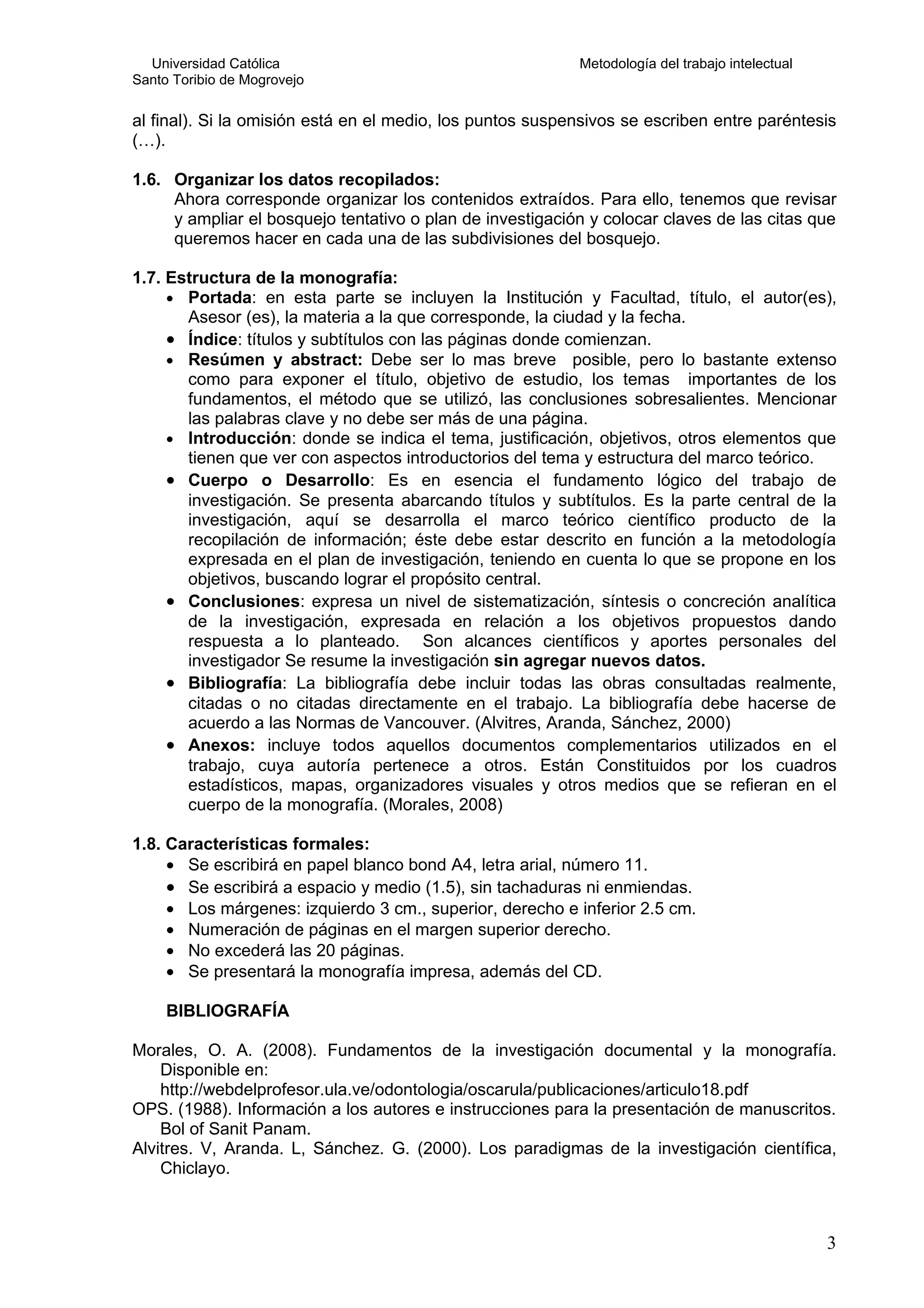 Estructura Formal De La MonografíA | PDF
