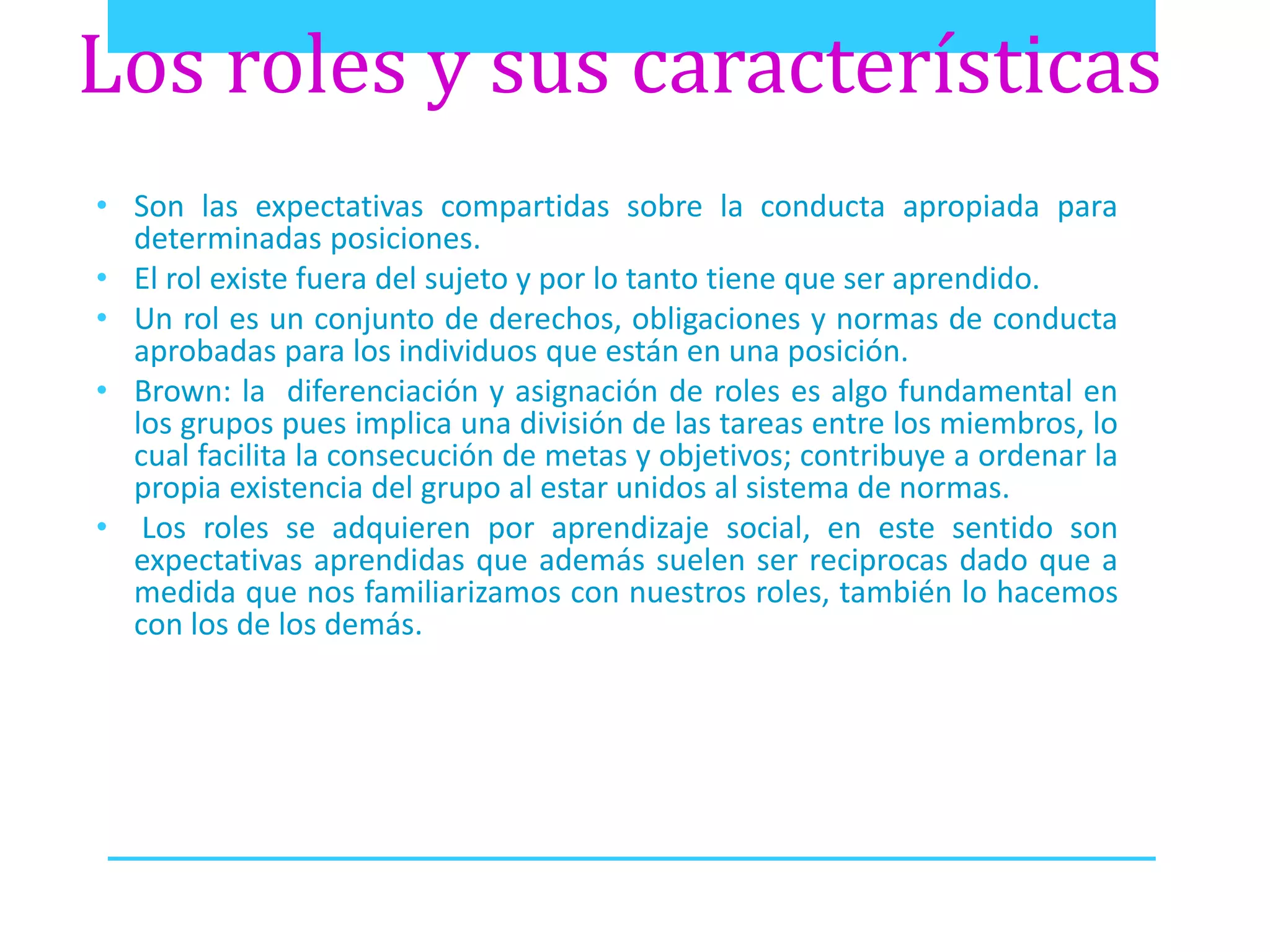Estructura grupal; elementos: Roles, estatus, normas, comunicación. | PPTX