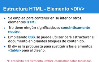 Estructura HTML.pptx para empezar rl mundo de la web | PPTX