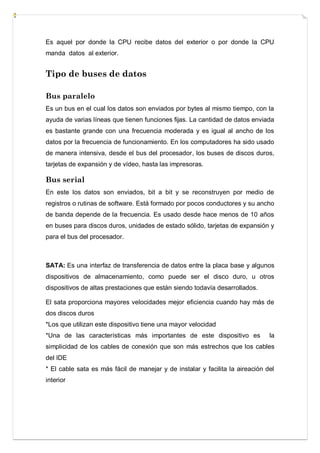 Estructura interna del computador (bus de datos, reloj) | PDF
