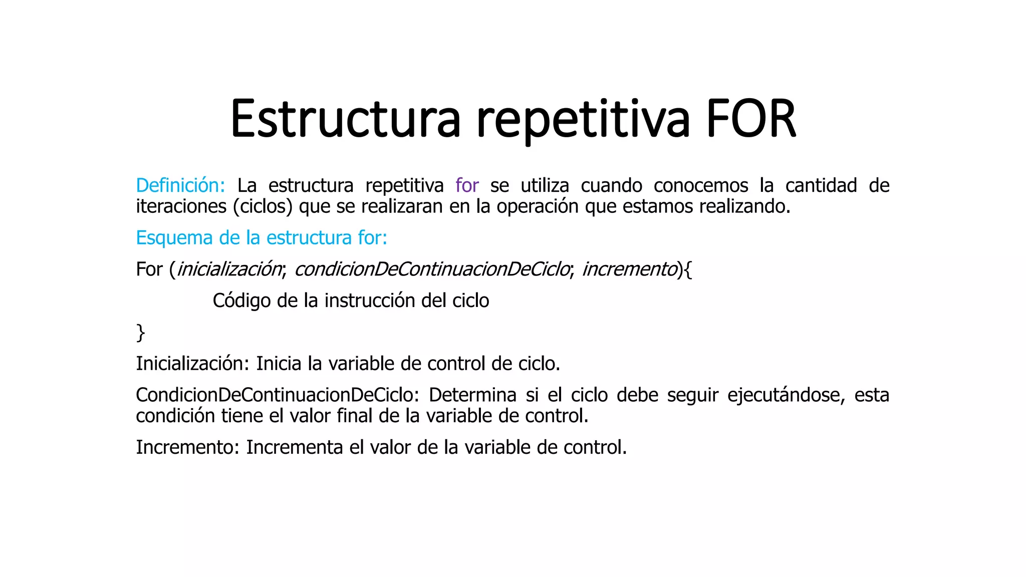 Estructura repetitiva for y while | PPTX | Programming Languages ...