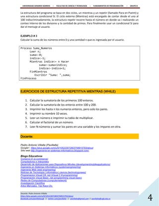 Estructura Repetitiva MIENTRAS (While) con PSeInt | PDF